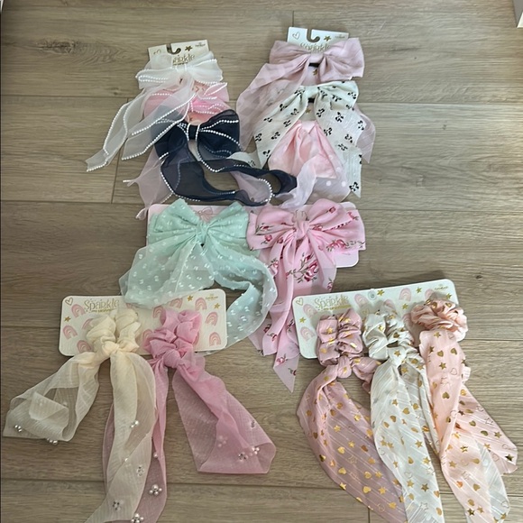 Danbar Global | Accessories | Sparkle Pink And White Hair Scrunchies ...